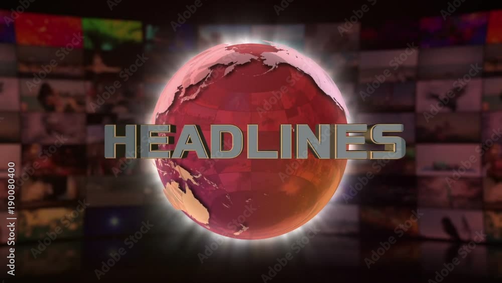 Headlines On Screen 3D Animated Text Graphics Over Spinning Animated ...