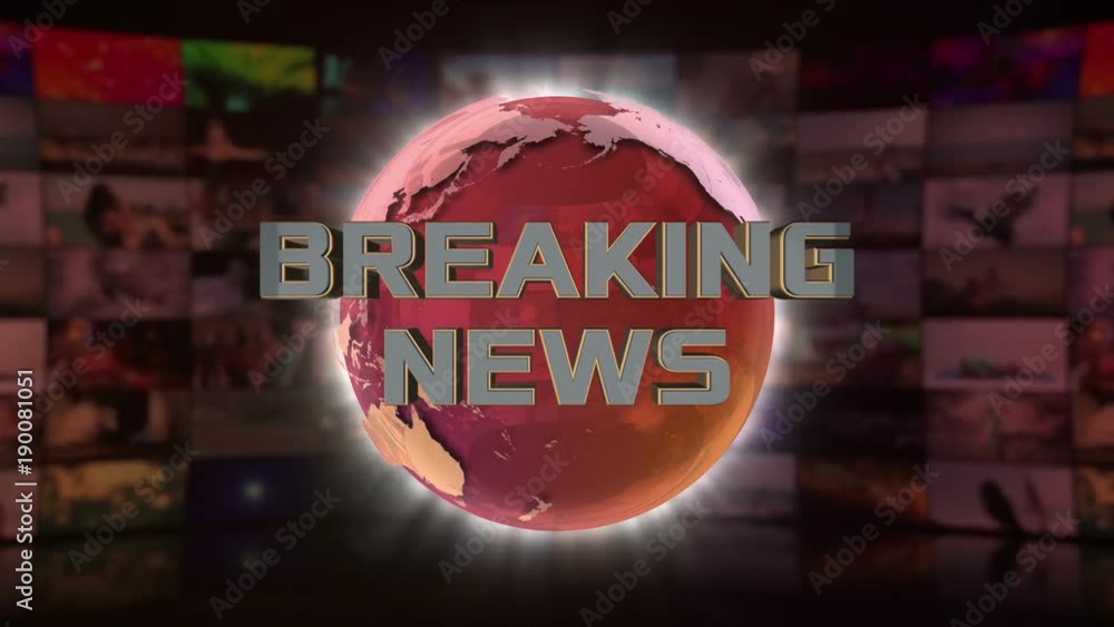 Breaking News On Screen 3D Animated Text Graphics Over Spinning ...