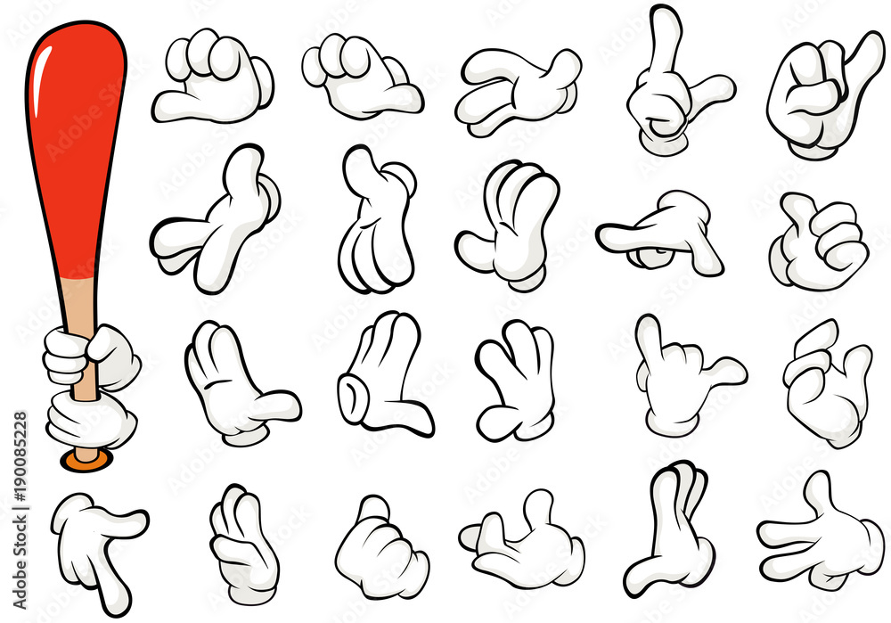 Set of Cartoon Illustrations. Hands with Different Gestures for you ...