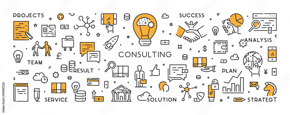 Vector line banner and concept for consulting Stock Vector | Adobe Stock