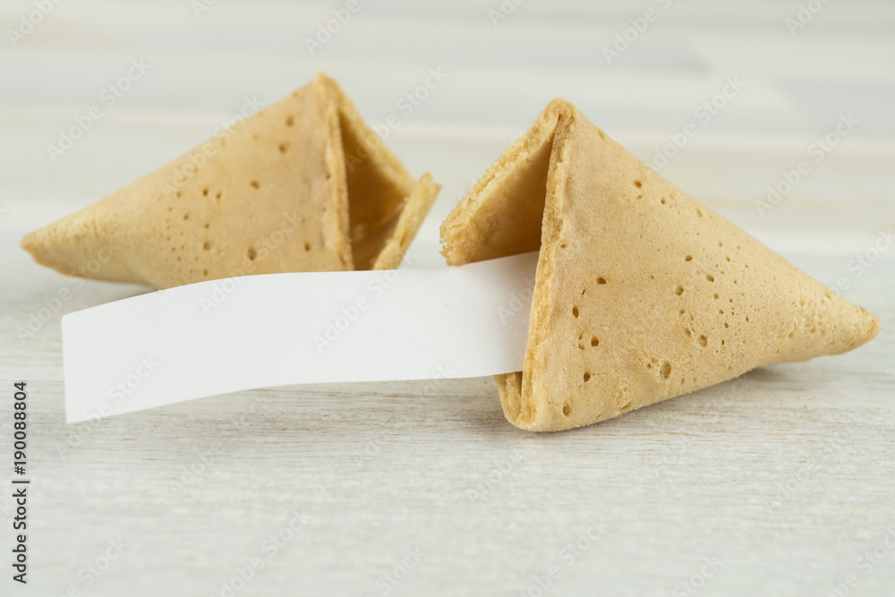 fortune cookie with blank label, wooden background Stock Photo | Adobe ...