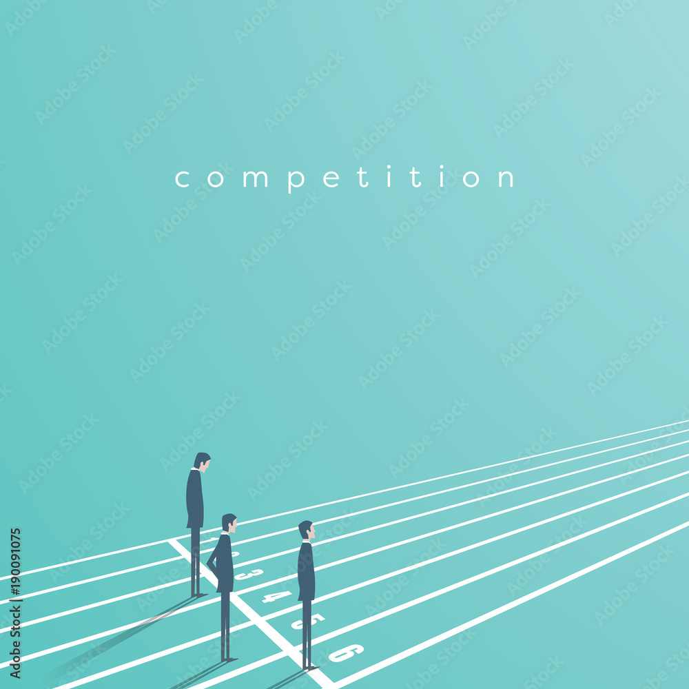 Business competition vector concept with businessman on running track ...