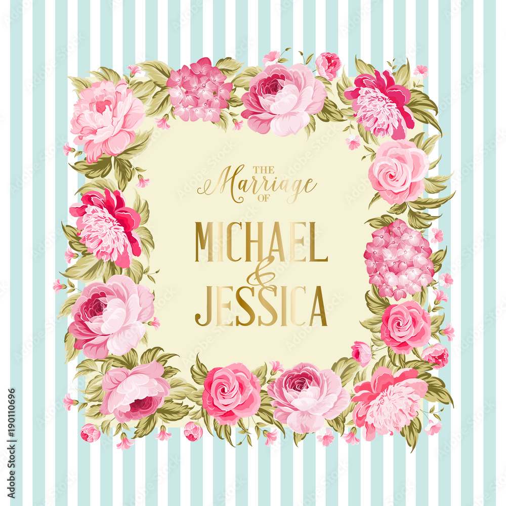 The marriage card. Wedding invitation card template. Frame of red ...