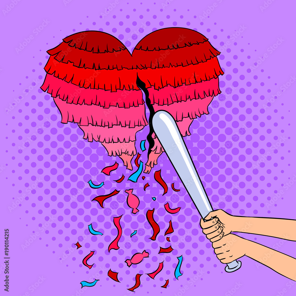Pinata heart metaphor pop art vector illustration Stock Vector | Adobe ...