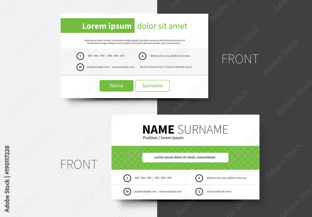 Green Tab Business Card Layout Stock Template | Adobe Stock