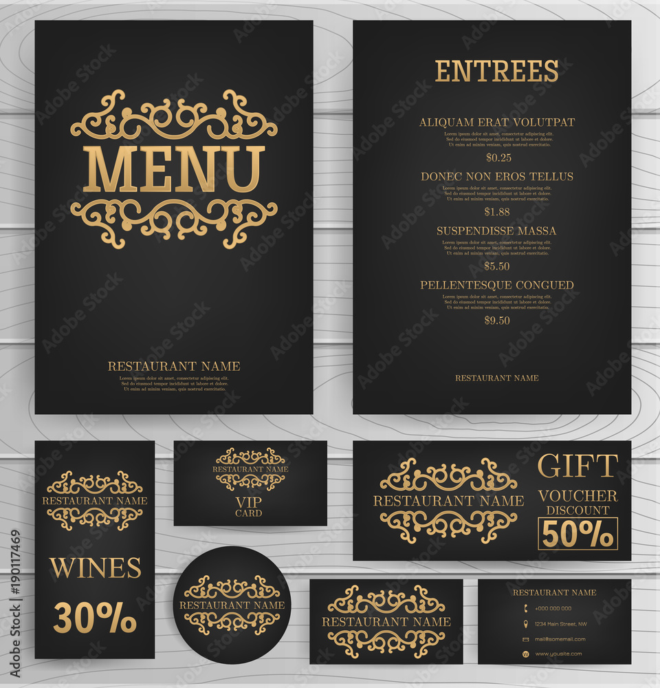 Premium restaurant cafe menu, template design Vector. Stock Vector ...