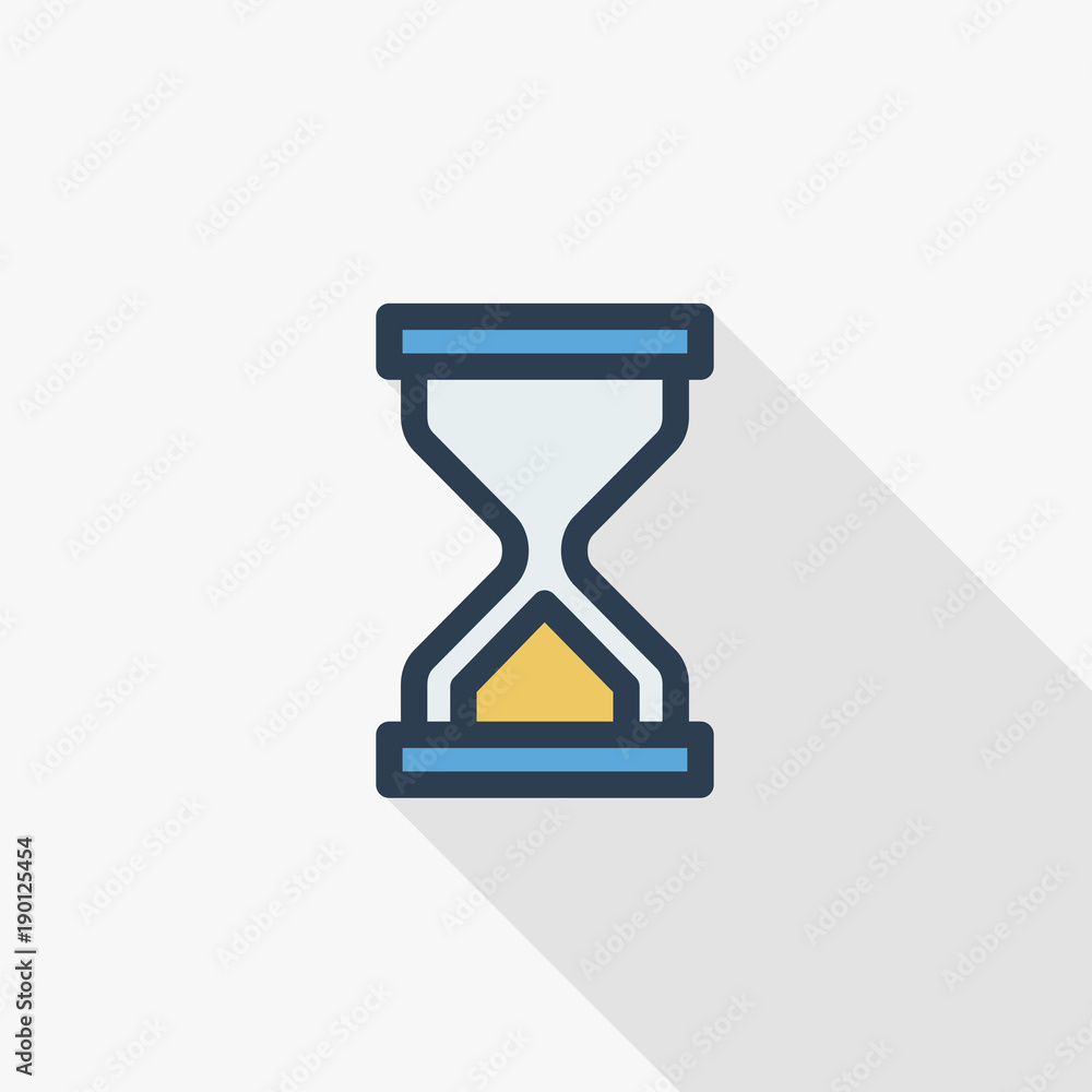 timer, sand hourglass, glass clock thin line flat icon. Linear vector ...