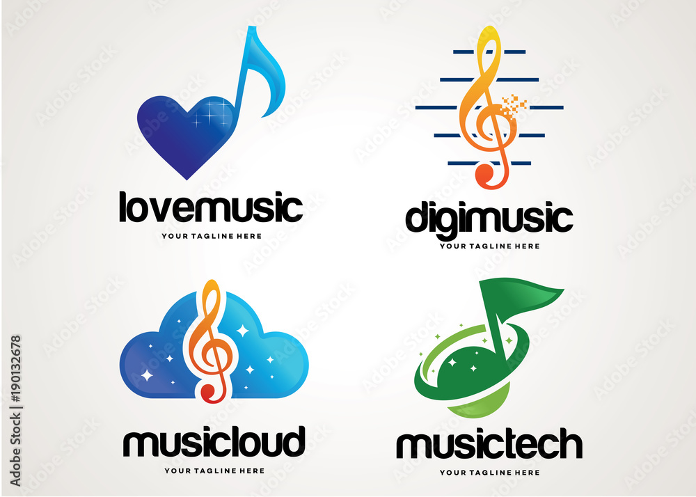 Music Logo Set Template Design Vector, Design Concept, Creative Symbol ...