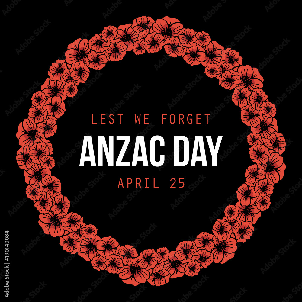 Anzac Day, national day of remembrance in Australia, card template with ...
