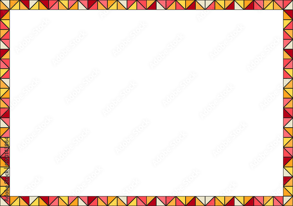 Geometric colorful frame made of multicolored triangles - red, orange ...