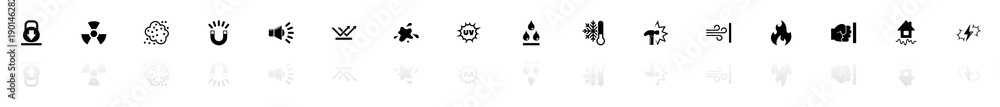 Influence icons - Black horizontal Illustration symbol on White ...