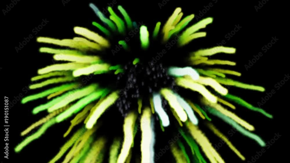 Exploding Fireworks Particles on Black Background. 2d Cartoon explosion ...