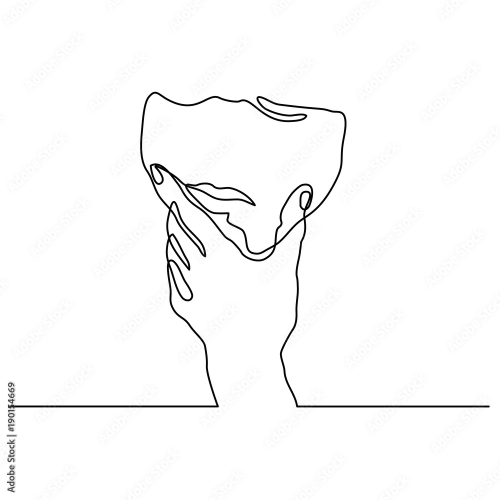 Continuous line drawing. Man covering his mouth with hand. Vector ...