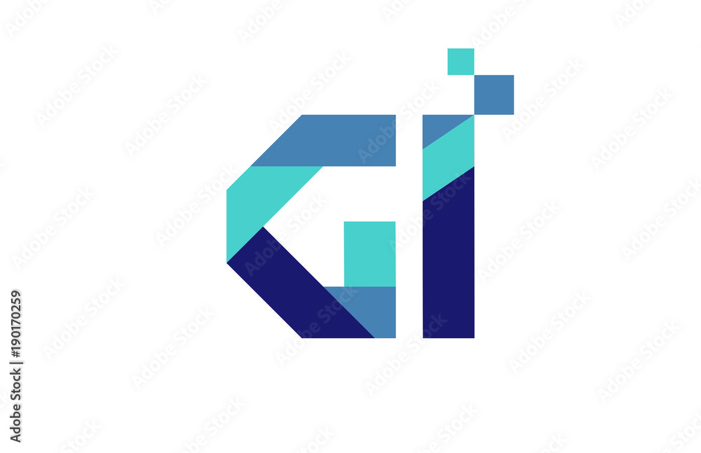 GI Digital Ribbon Letter Logo Stock Vector | Adobe Stock