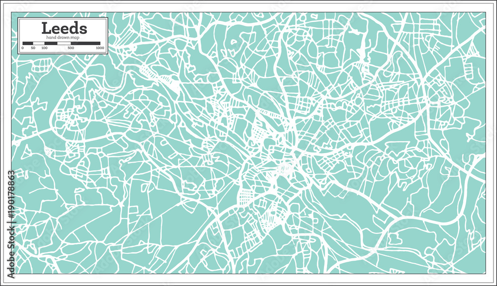 Leeds England City Map in Retro Style. Outline Map. Stock Vector ... Leeds England City Map in Retro Style. Outline Map. Stock Vector ...