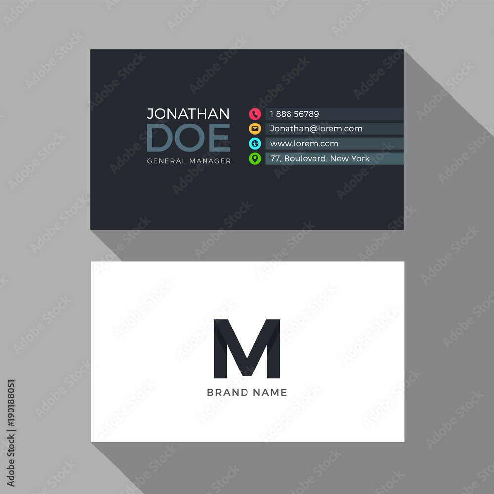 M Letter Modern Alphabet Business card design template Stock Vector ...