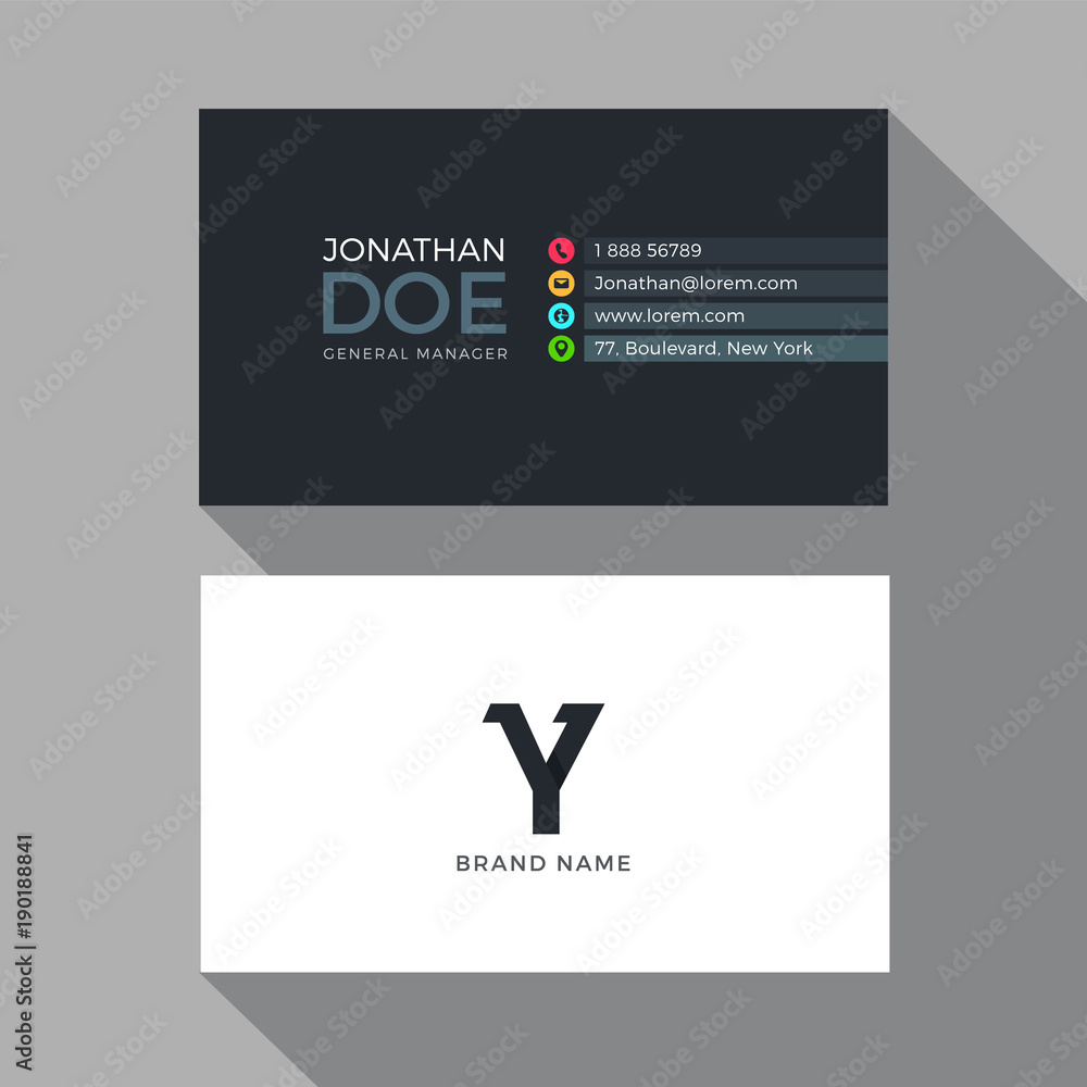 Y Letter Modern Alphabet Business card design template Stock Vector ...