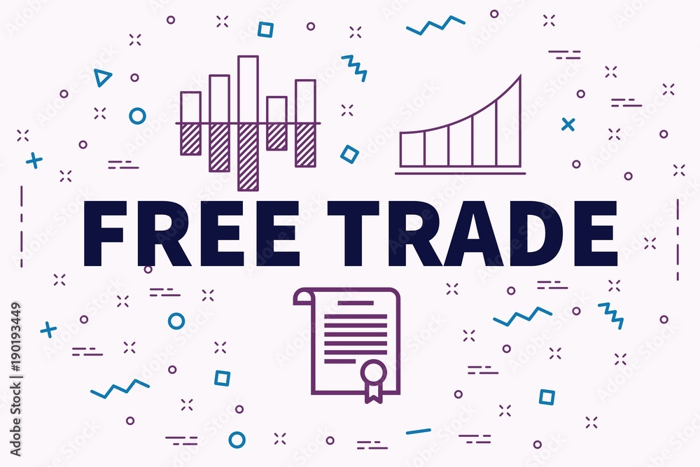 Conceptual business illustration with the words free trade Stock ...