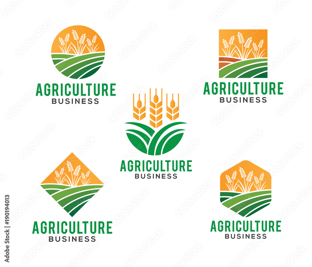 vector logo design illustration of agriculture business, tractor farm ...