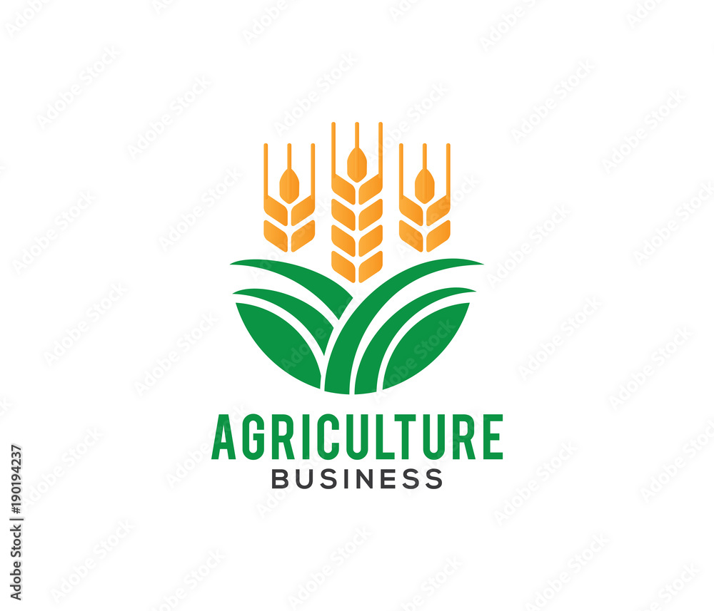 vector logo design illustration of agriculture business, tractor farm ...