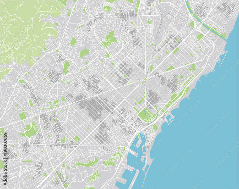 Vector city map of Barcelona with well organized separated layers ...