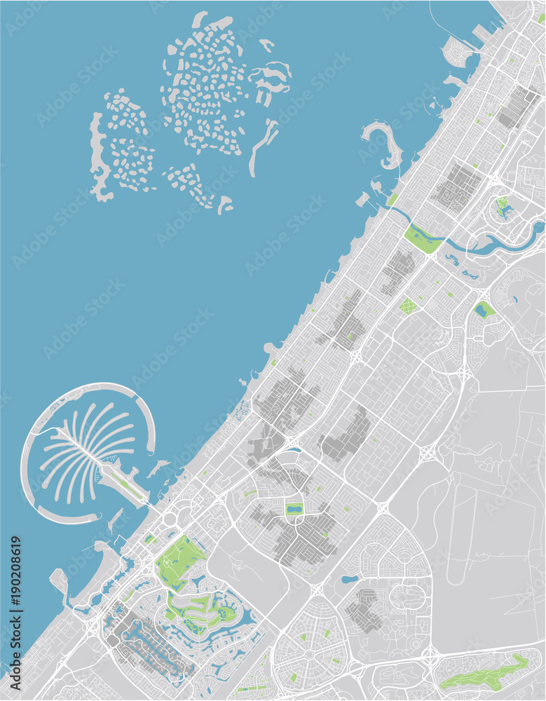 Vector city map of Dubai with well organized separated layers. Stock ...