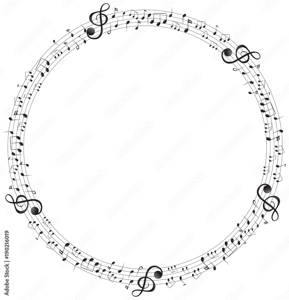 Music notes on round scales frame Stock Vector | Adobe Stock