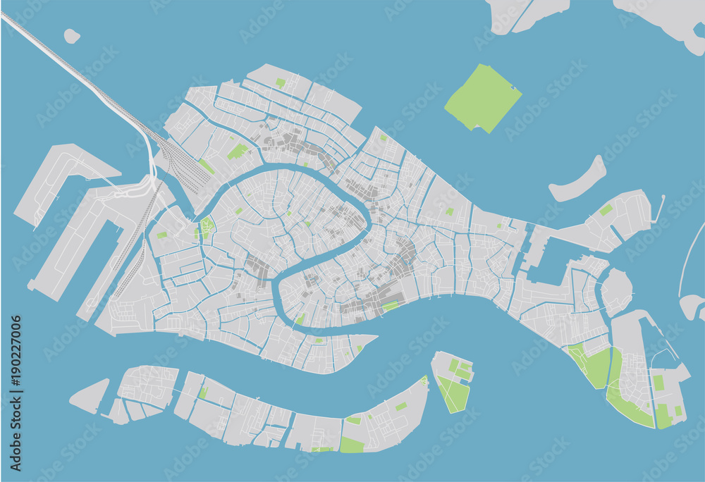 Vector city map of Venice with well organized separated layers. Stock ...