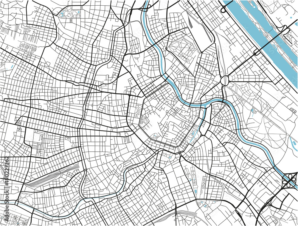 Black and white vector city map of Vienna with well organized separated ...