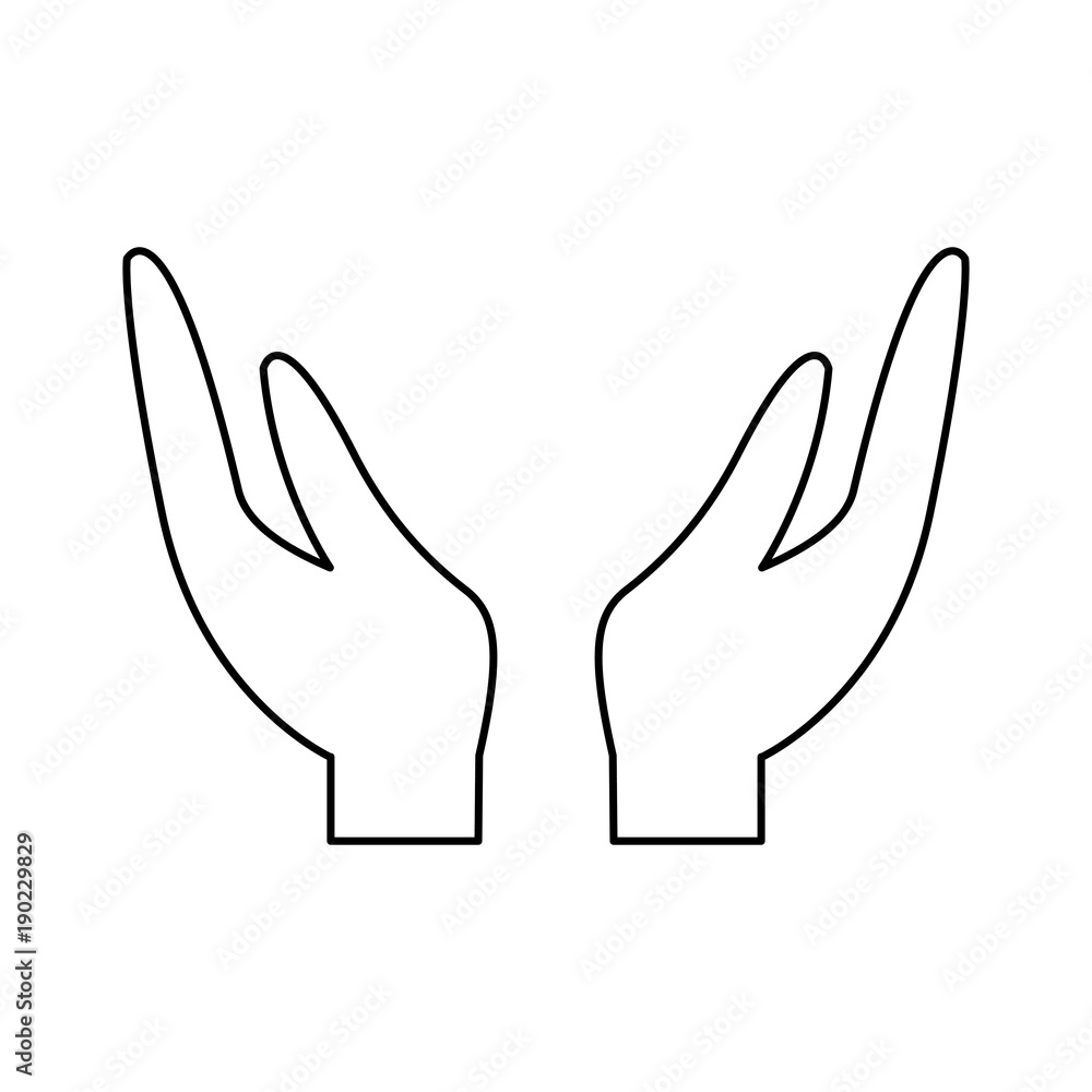 two hands support charity gesture icon vector illustration outline ...