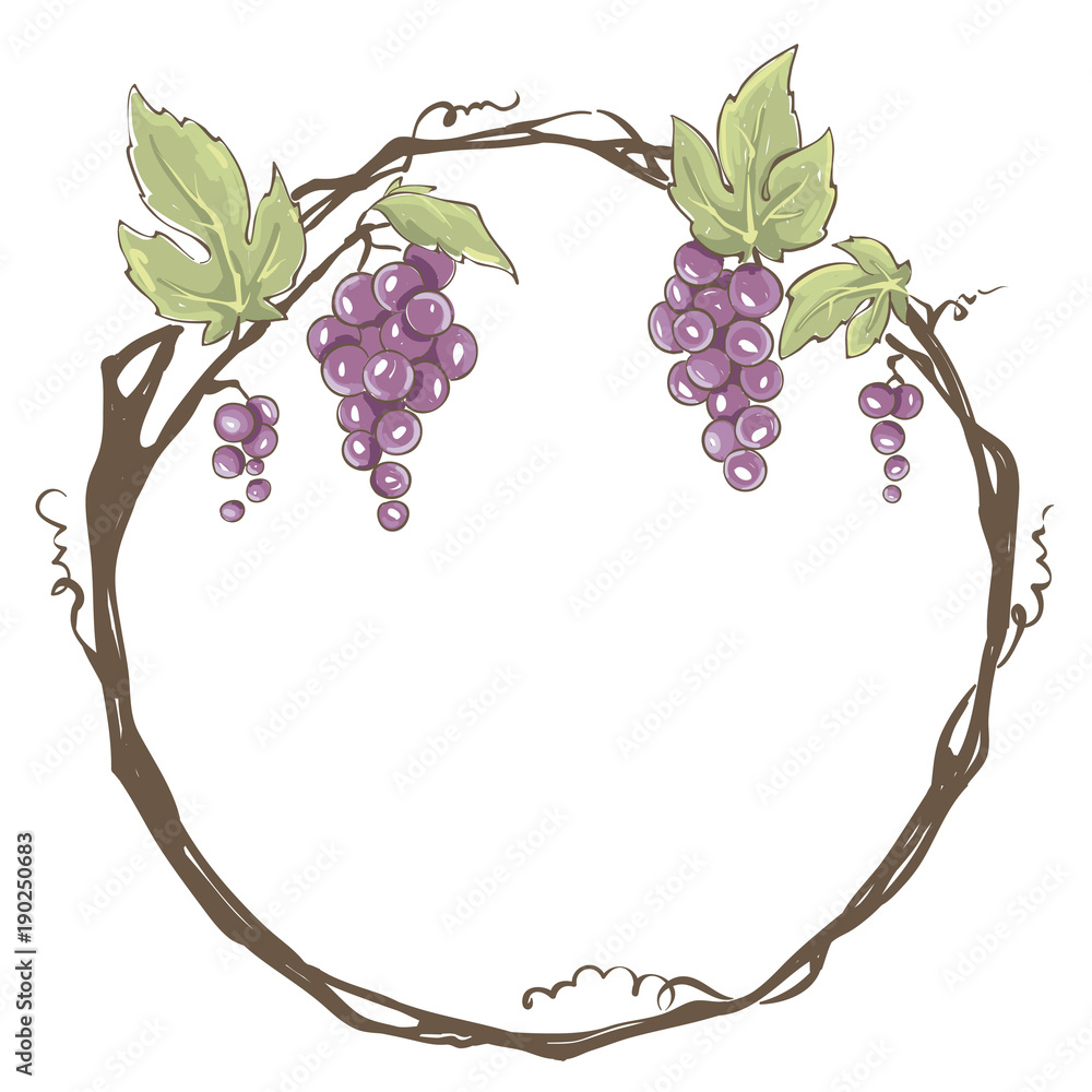 Frame from grapes / Vector illustration, set floral design element ...