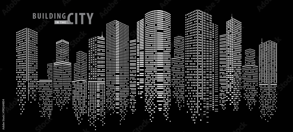 Abstract City vector, transparent city landscape, Dots Building in the ...