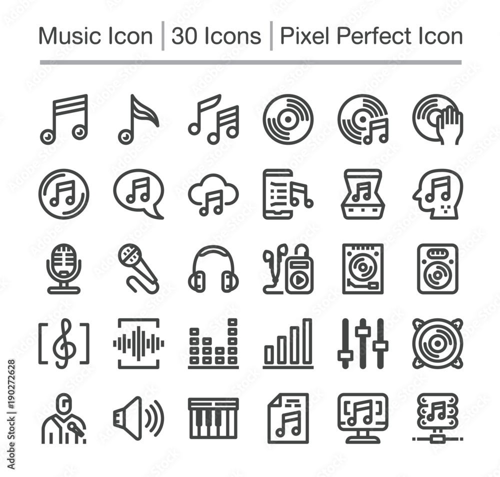 music line icon set Stock Vector | Adobe Stock