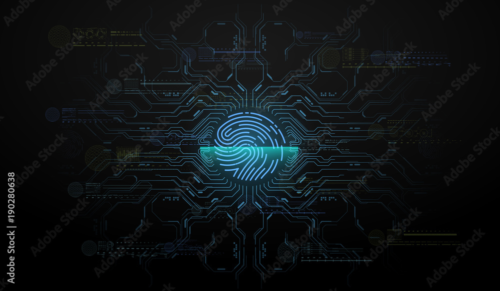 Finger Scan in Futuristic Style. Biometric id with Futuristic HUD ...