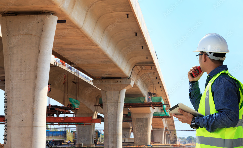 workers are working on road and expressway construction. Stock Photo ...