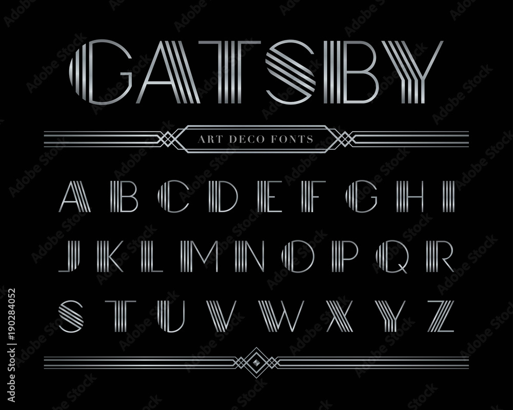 Vector of Gatsby font and alphabet, Silver Letter set. Stock Vector ...