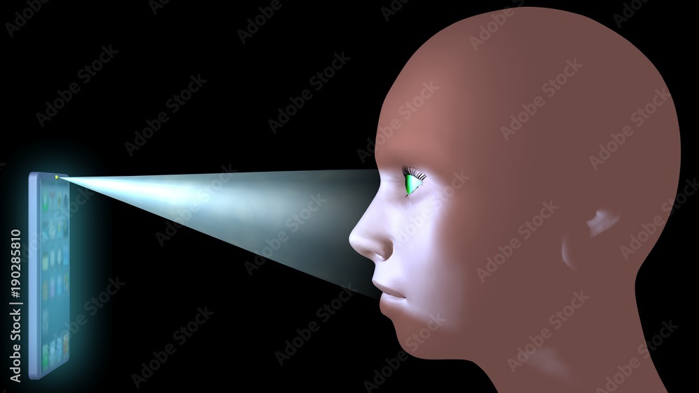 Face recognition , biometric verification and scanning. 3d render ...