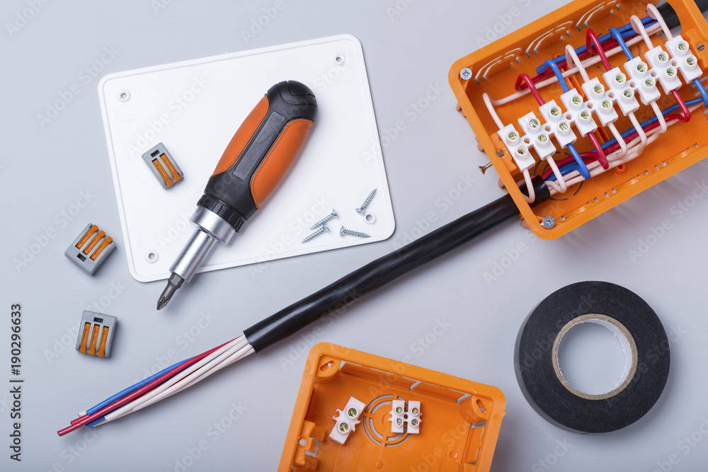Equipment for the installation of an electrical switch.Repair concept ...