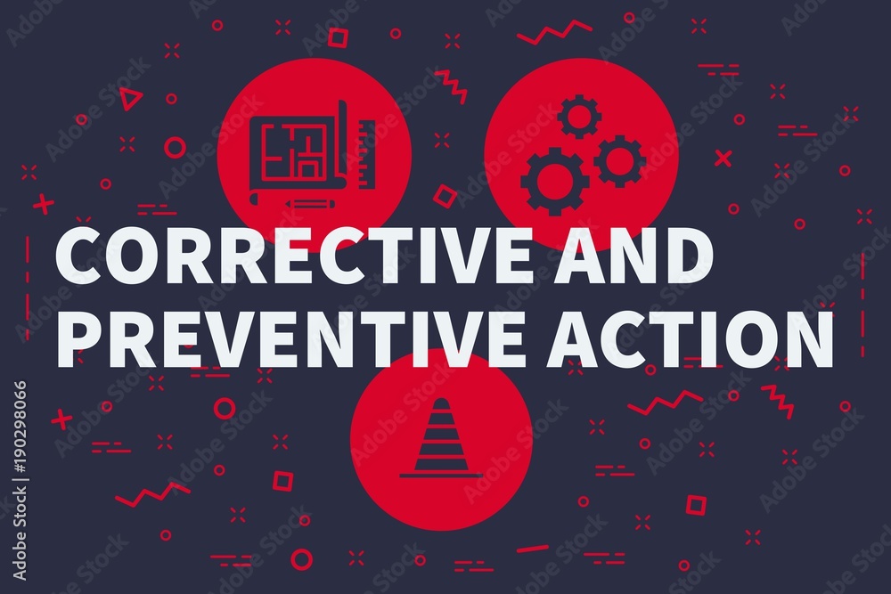 Conceptual business illustration with the words corrective and ...