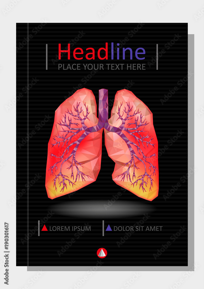 Cover template for books, banner, journal. Sick human realistic lungs ...