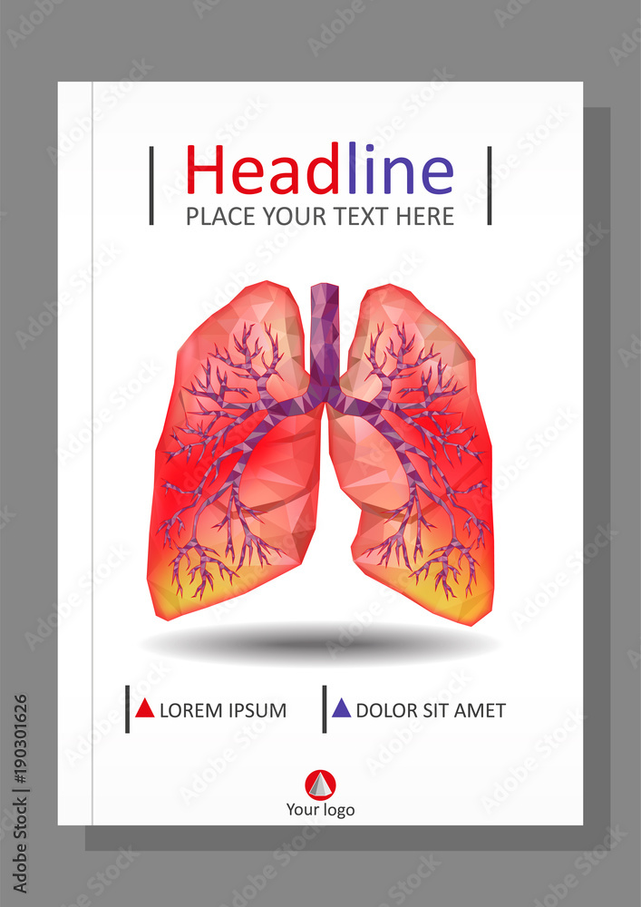 Cover template for books, banner, journal. Sick human realistic lungs ...
