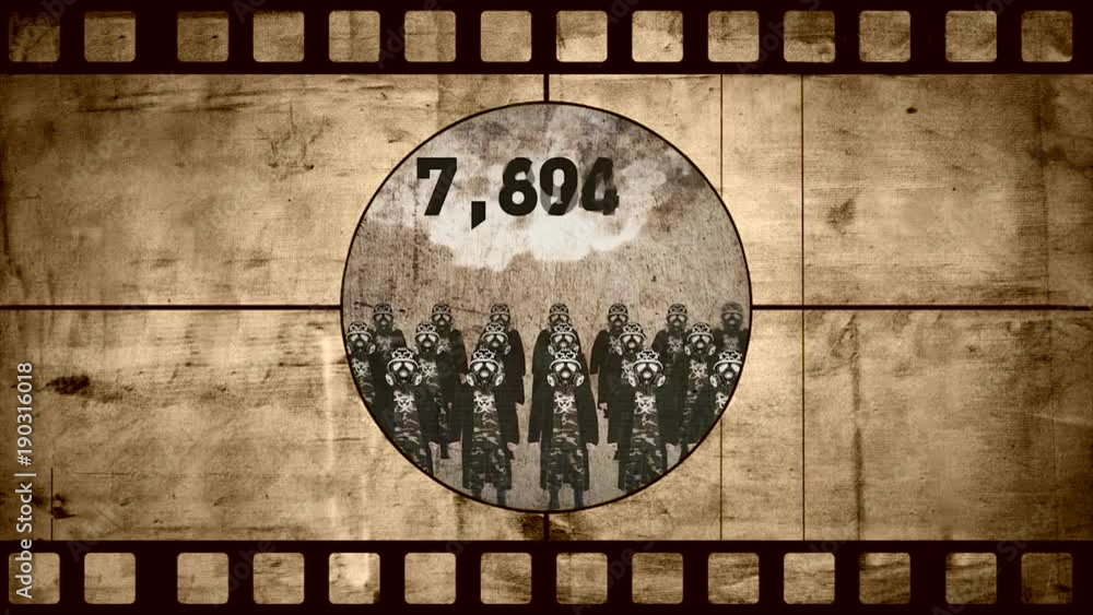 Animation of old negative film with nuclear explosion and its ...