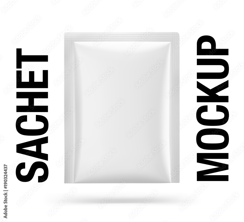 Mockup of blank sachet packaging for food, cosmetic and hygiene. Vector ...