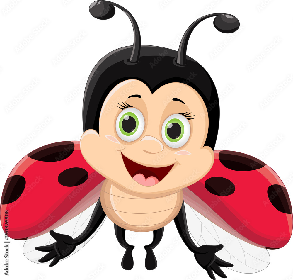 cute ladybug flying isolated on white background Stock Vector | Adobe Stock