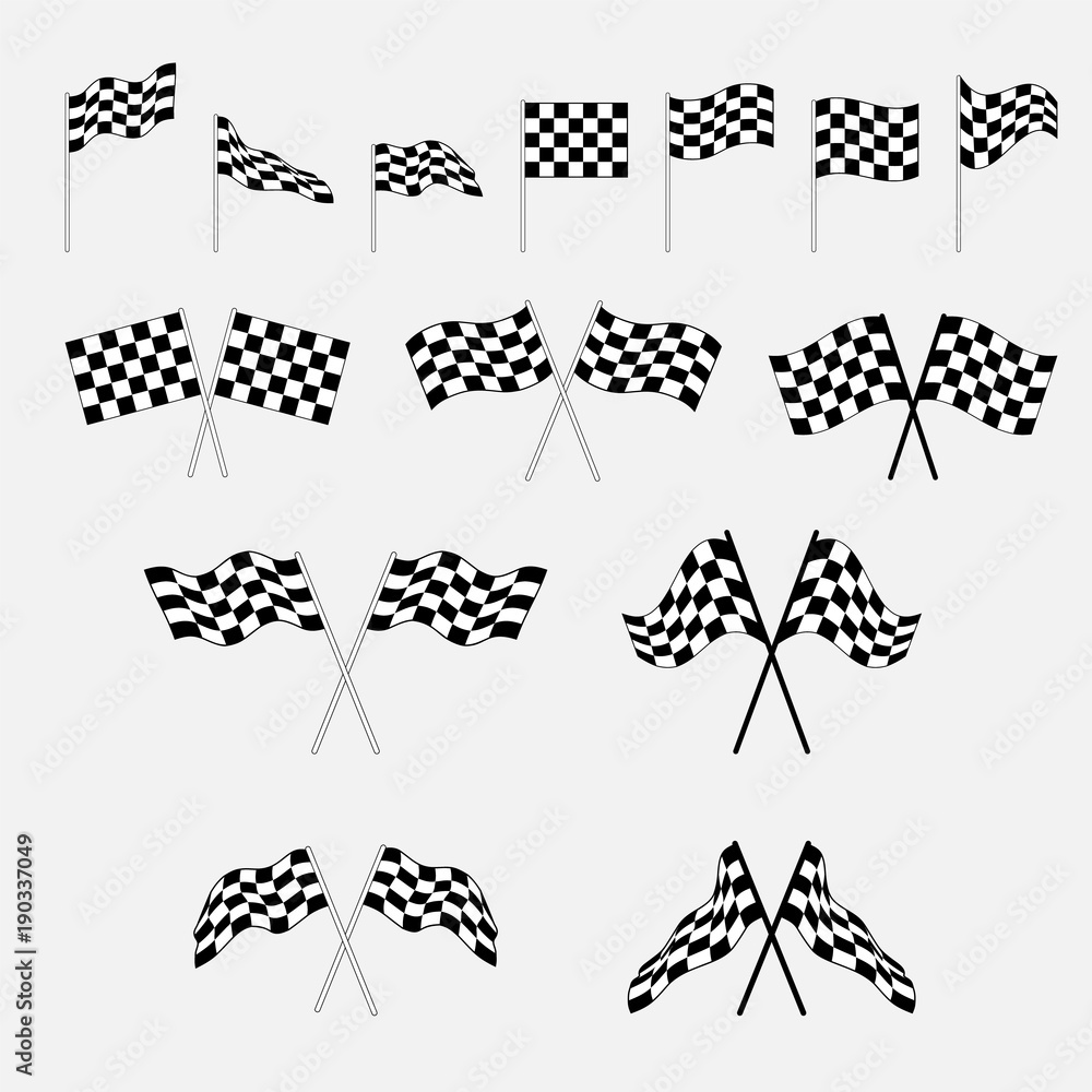 Set of finish flags. Checkered ui icons Stock Vector | Adobe Stock
