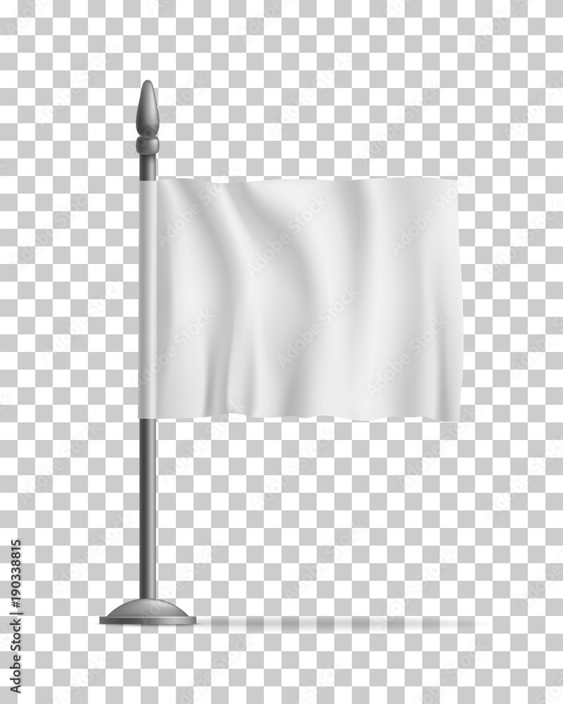 White waving flag streamer, template, isolated on transparent ...