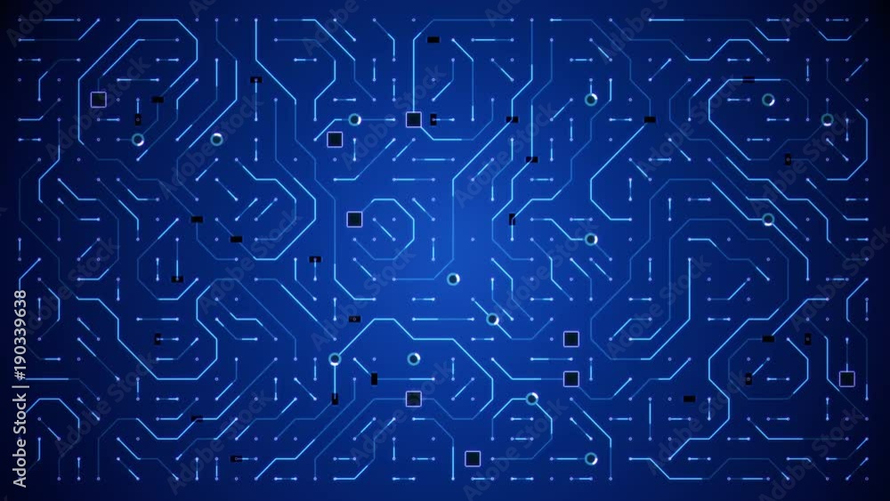 Blue Circuit Animation Motherboard Background Loop Stock Video | Adobe ...