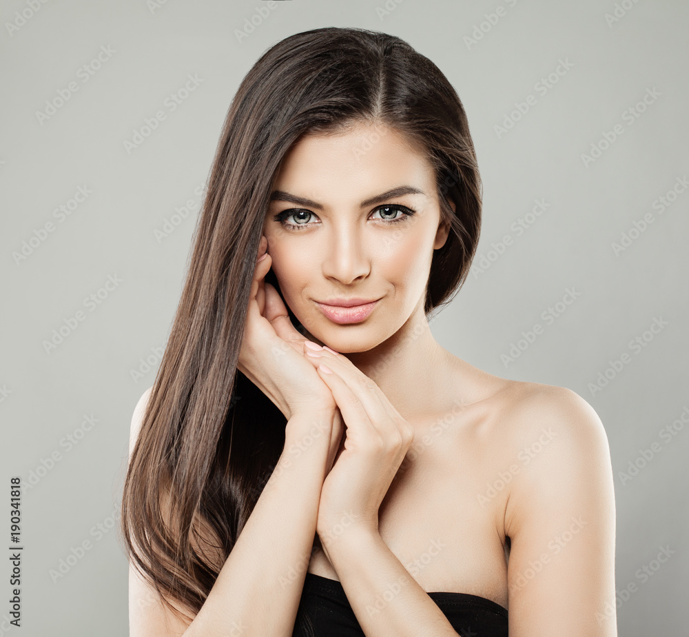 Young Woman face Portrait Beautiful Spa Model Girl with Perfect Hair ...
