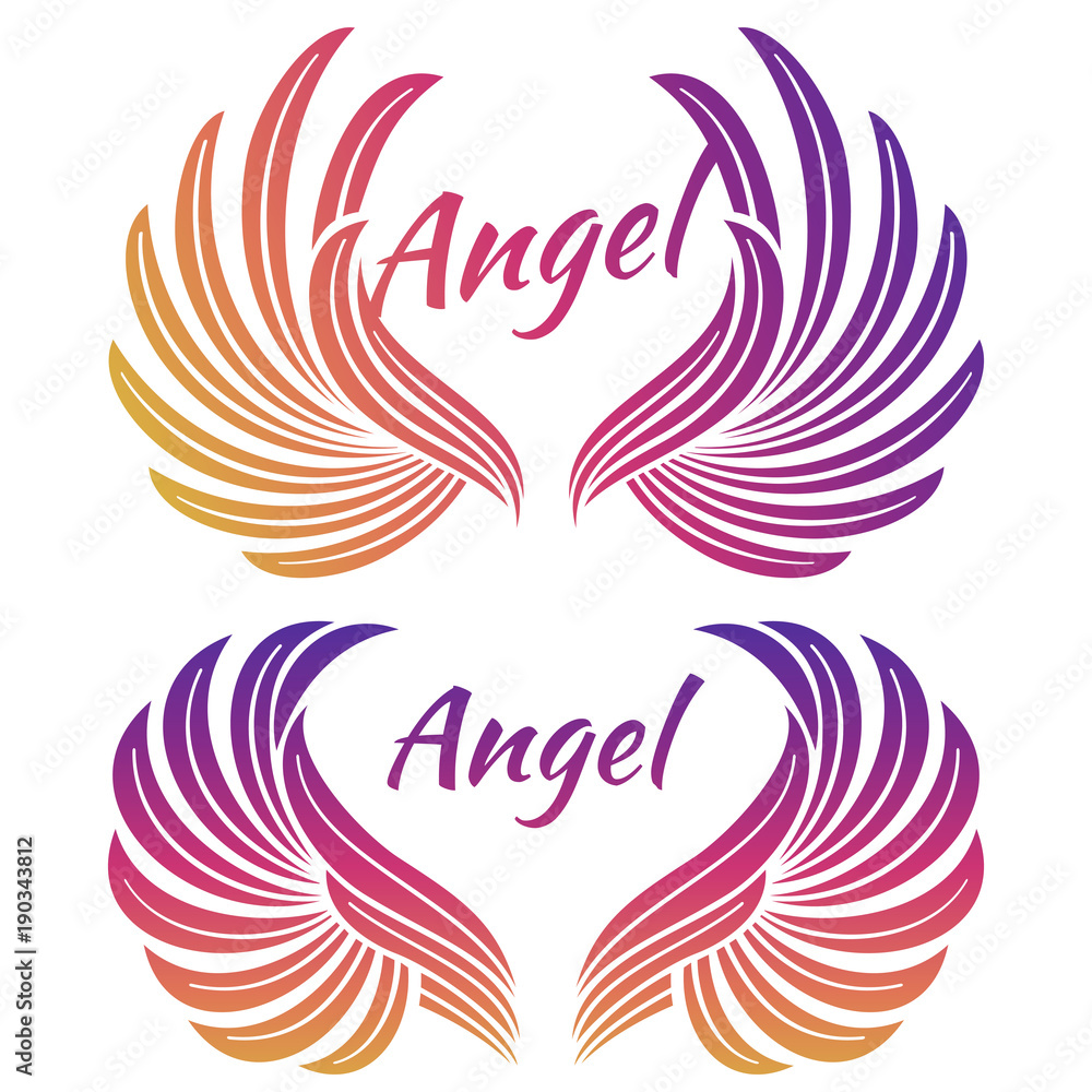 Bright angel wings emblem Stock Vector | Adobe Stock
