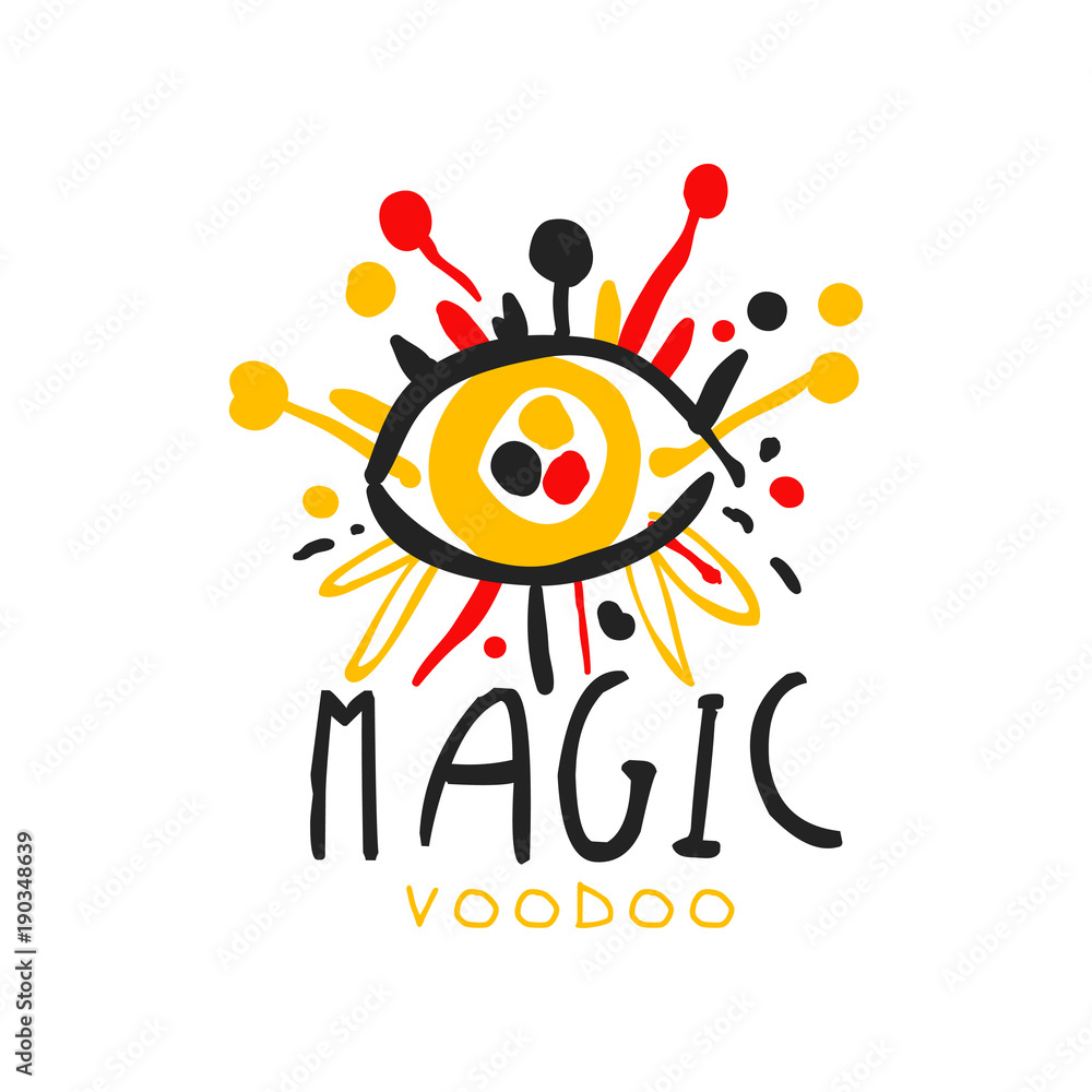 Flat abstract eye with needles original template for Voodoo African and ...